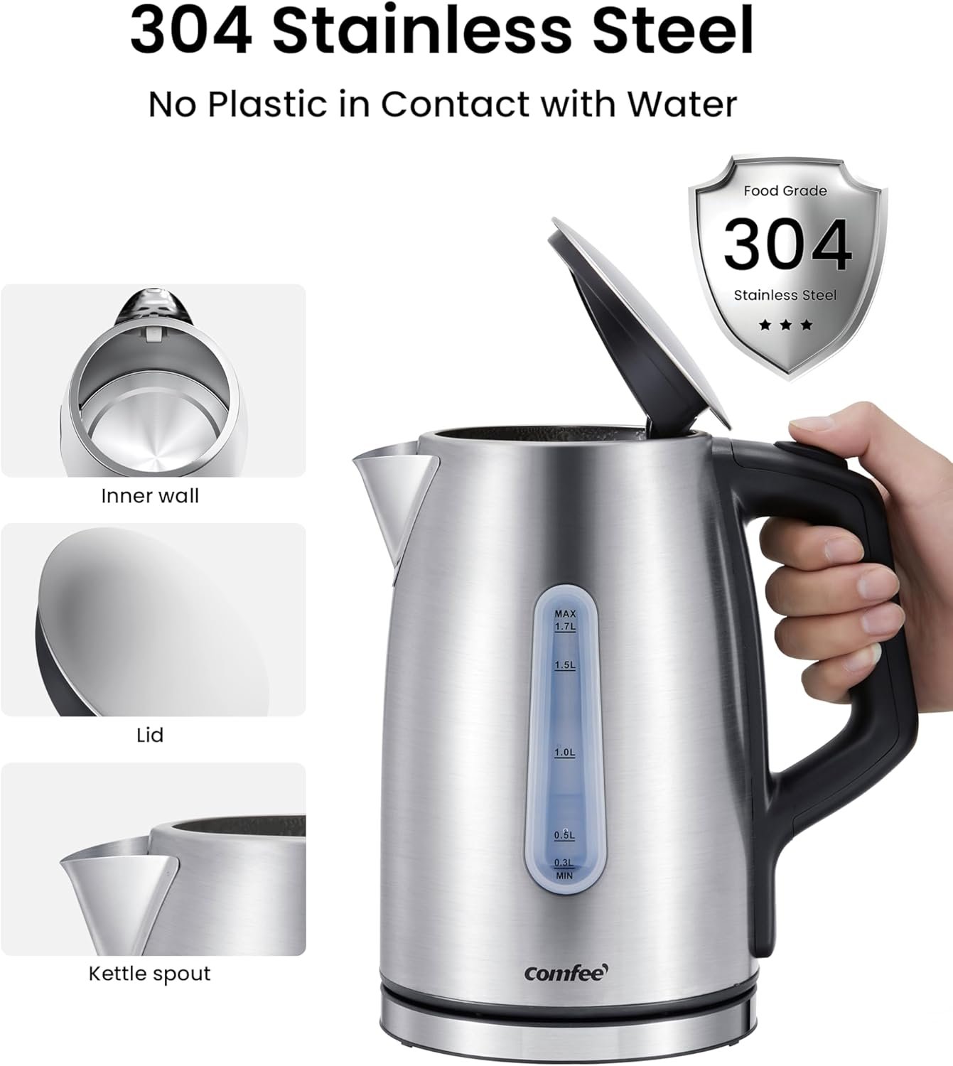 Double Walled Electric Kettle: 100% Stainless Steel - Stainless Steel ...