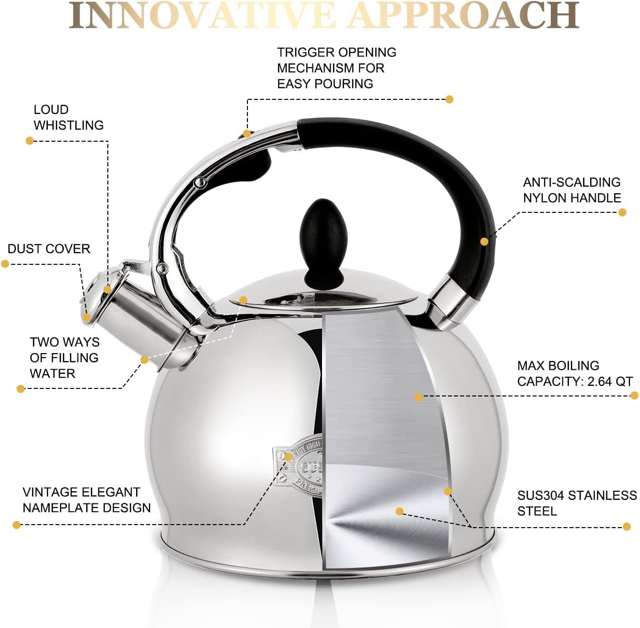 Stainless Steel Whistling Tea Kettle Stovetop: 2025 - Stainless Steel ...